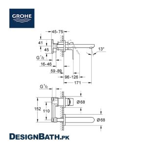 Grohe Wall Mount 2 Hole With Conceal Body 20289000 - Design Bath