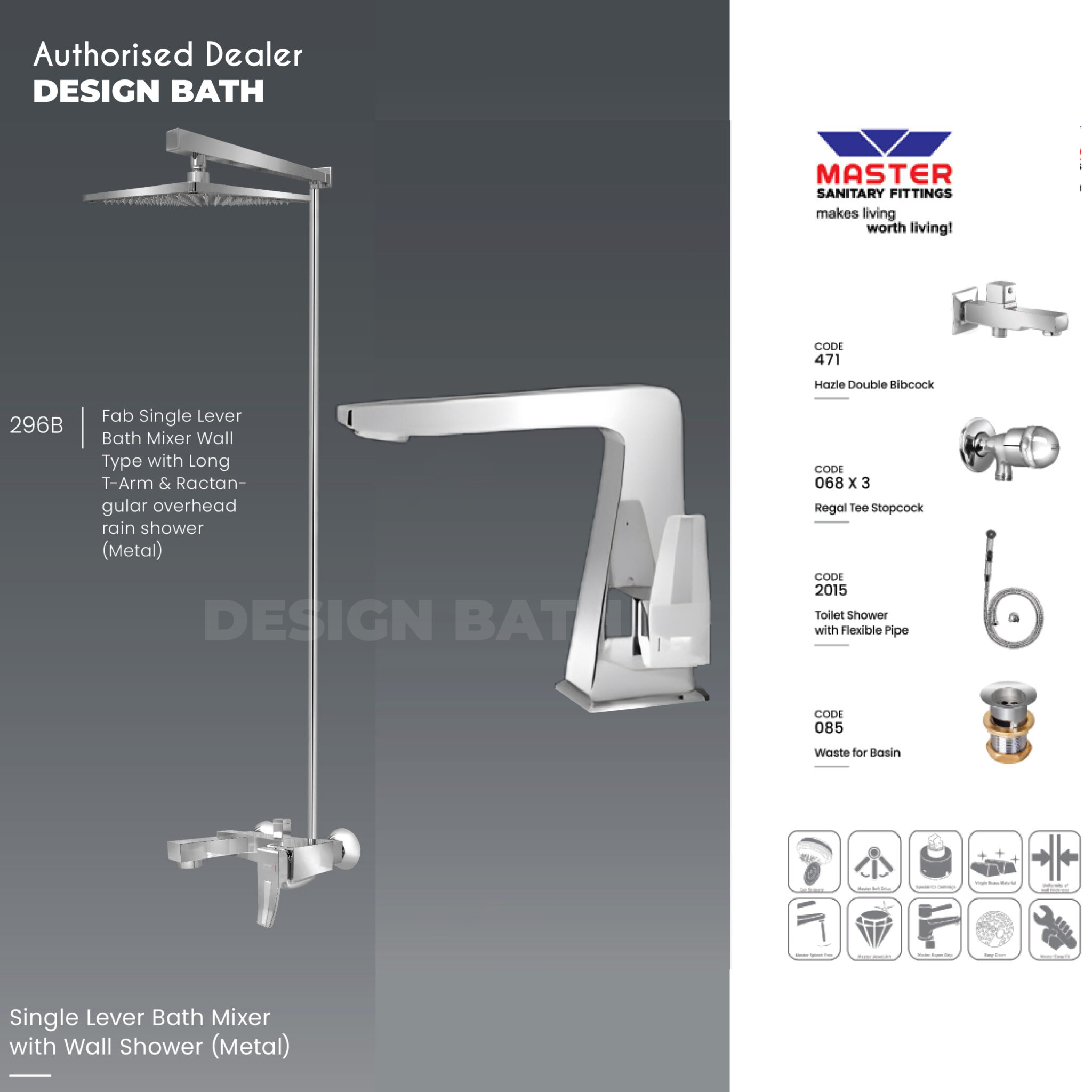 Master Fab Single Lever bath mixer Set - Design Bath