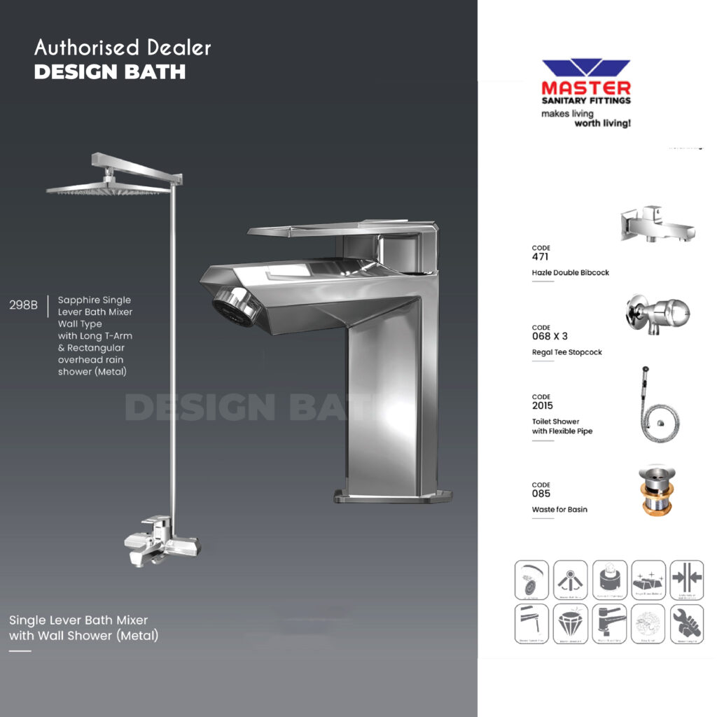 Master Saphire Single Lever Bath Mixer Set - Design Bath