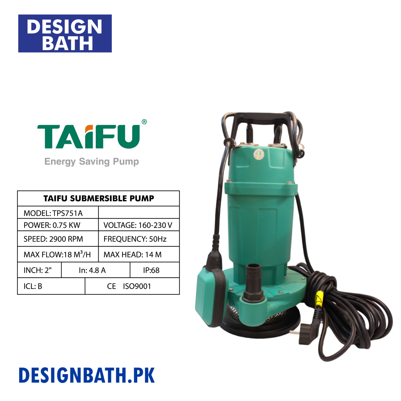 TAIFU TPS-751 A TANK TO TANK SUBMERSIBLE PUMP - 1.0HP - Design Bath
